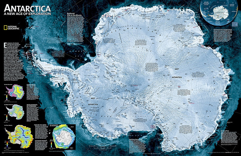 Antarctica Satellite Wall Map by National Geographic – Metsker Maps