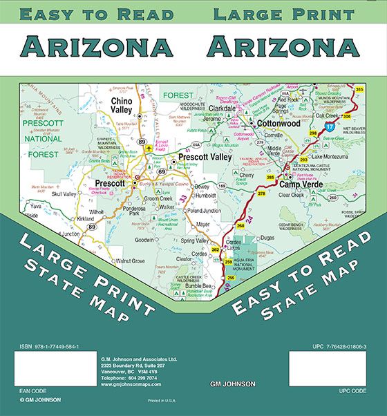 Arizona Large Print Road Map – Metsker Maps