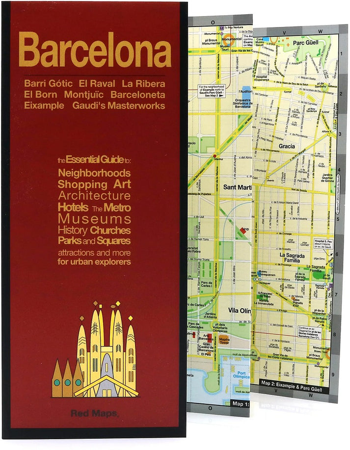 Barcelona City Center Map by Red Maps – Metsker Maps