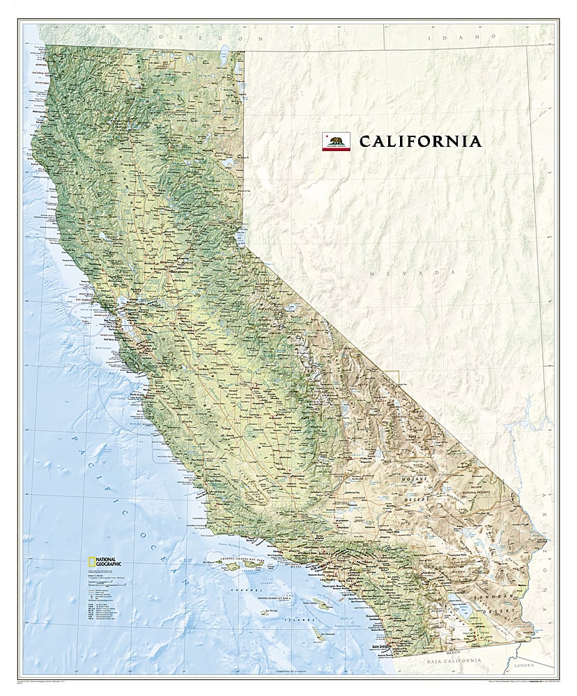 California State Wall Map by National Geographic – Metsker Maps