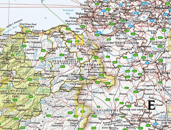 England & Wales Wall Map by National Geographic – Metsker Maps