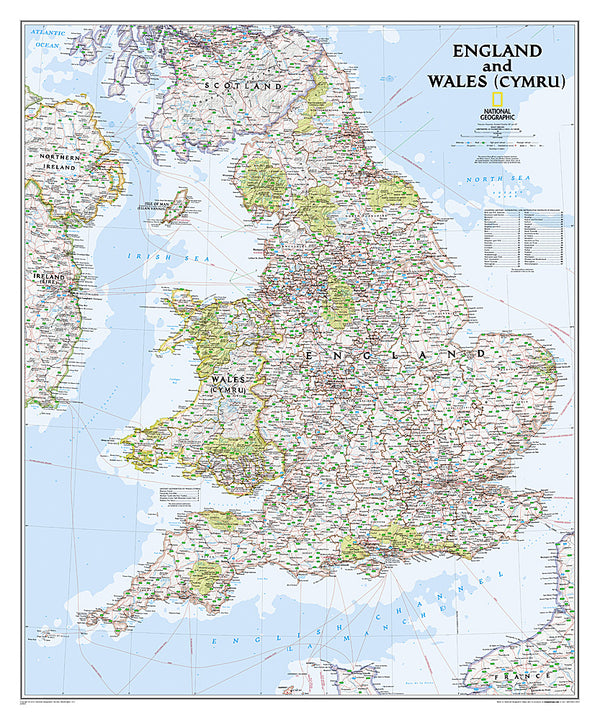 England & Wales Wall Map by National Geographic – Metsker Maps