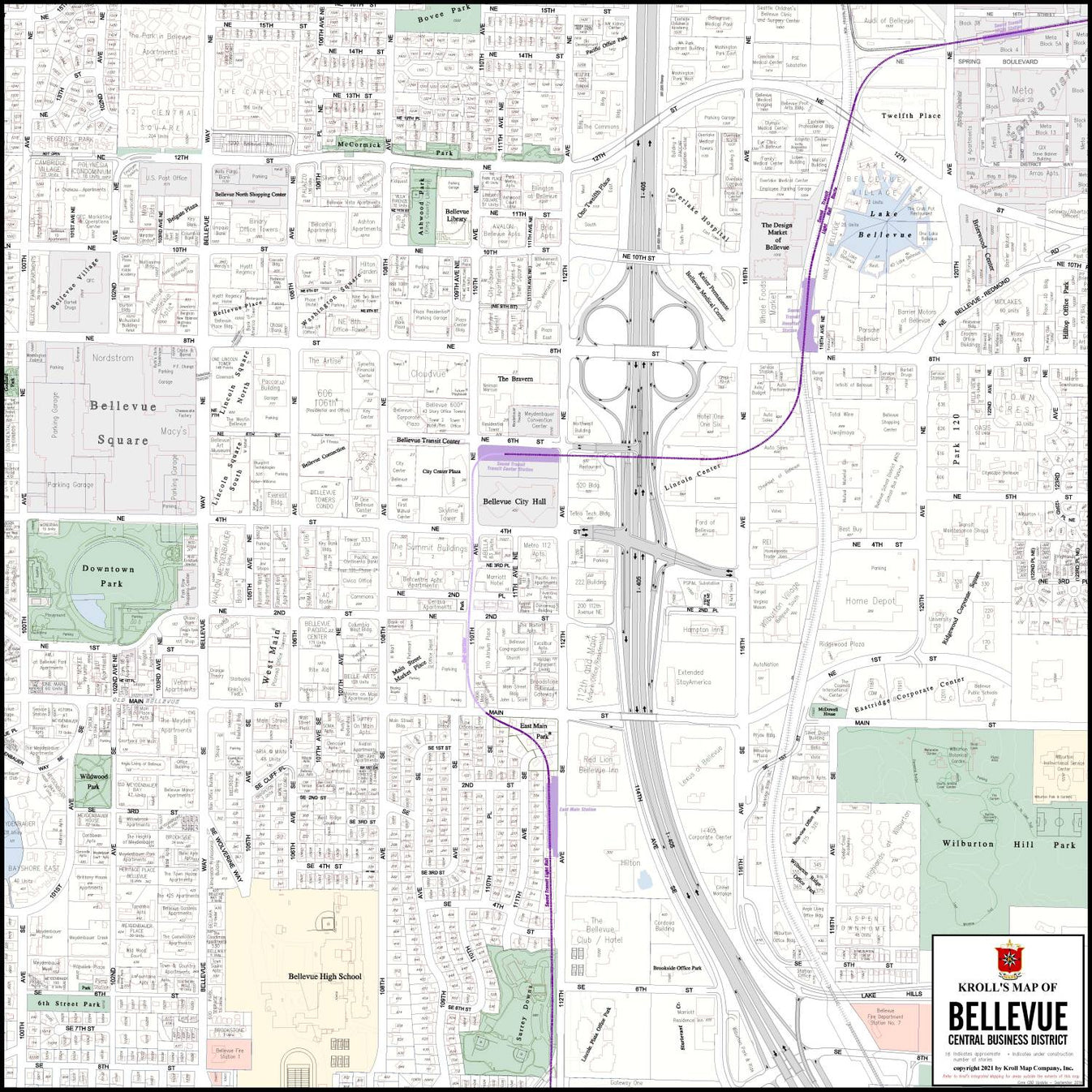 Bellevue Downtown Business District Map – Metsker Maps