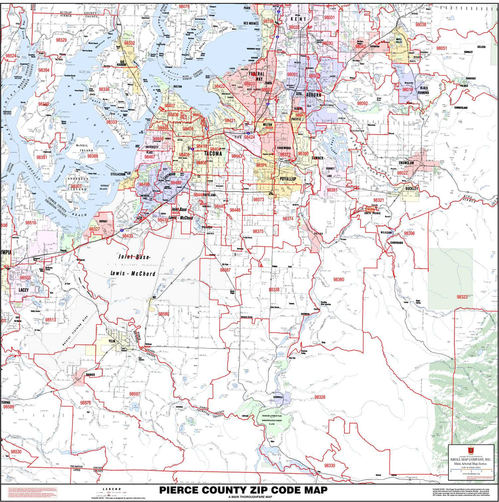 Pierce County Zip Code Map – Metsker Maps