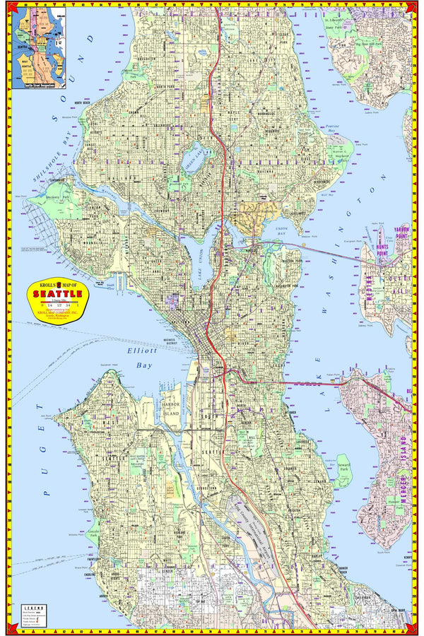 Seattle City Street Wall Map – Metsker Maps
