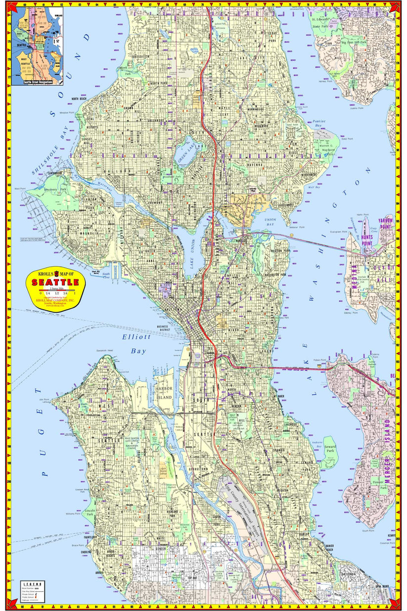 Seattle City Street Wall Map – Metsker Maps