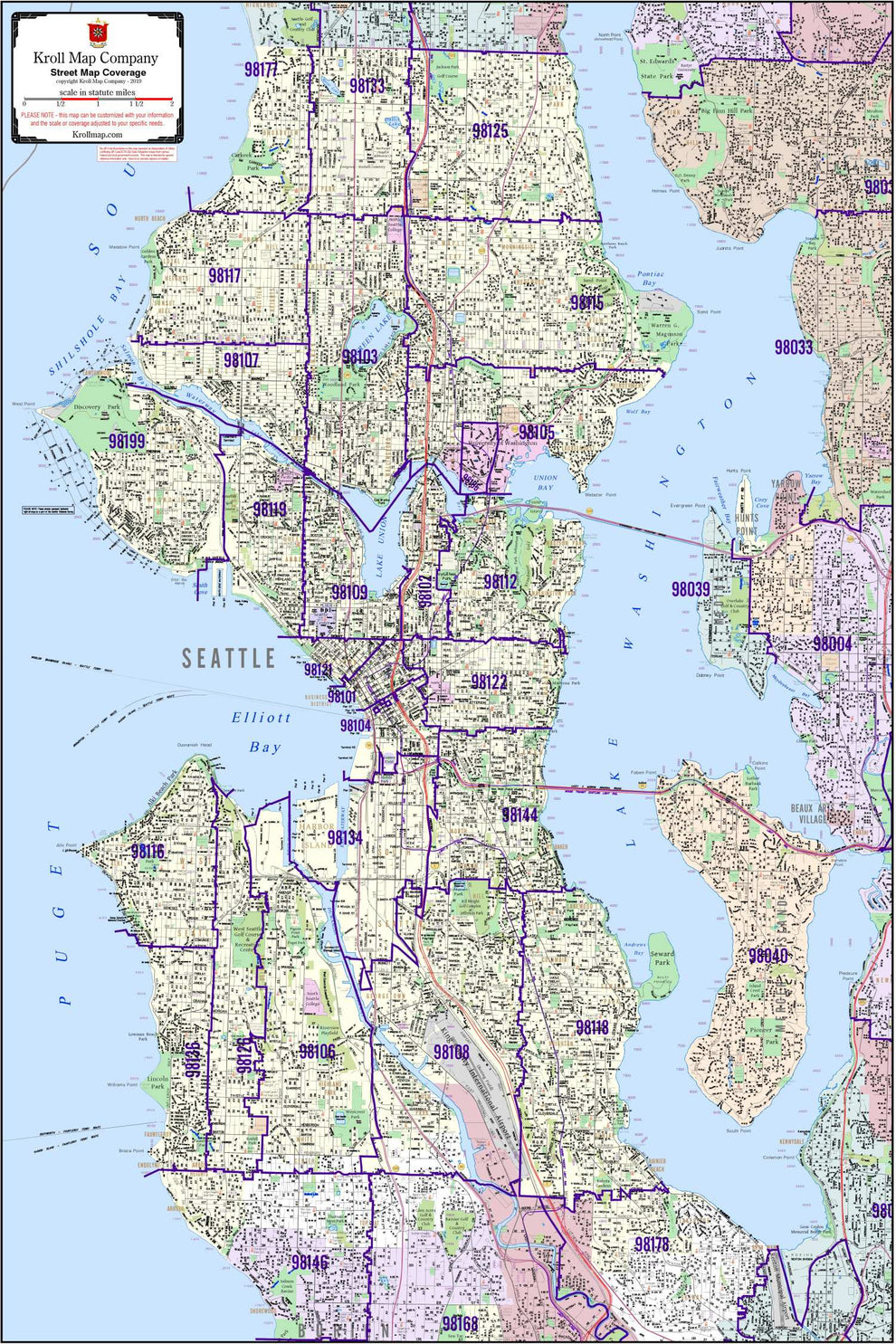 Seattle ZIP Code Map – Metsker Maps