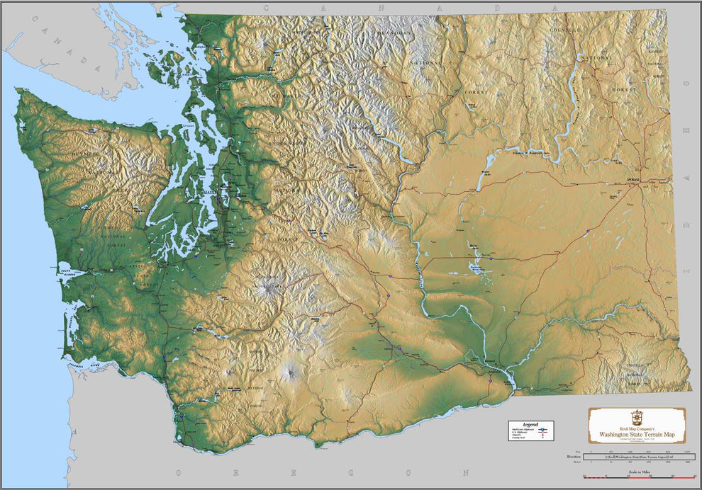Washington State Terrain Map – Metsker Maps