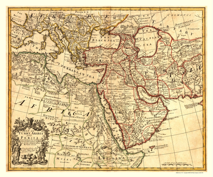 Middle East 1721 Antique Map Reproduction – Metsker Maps