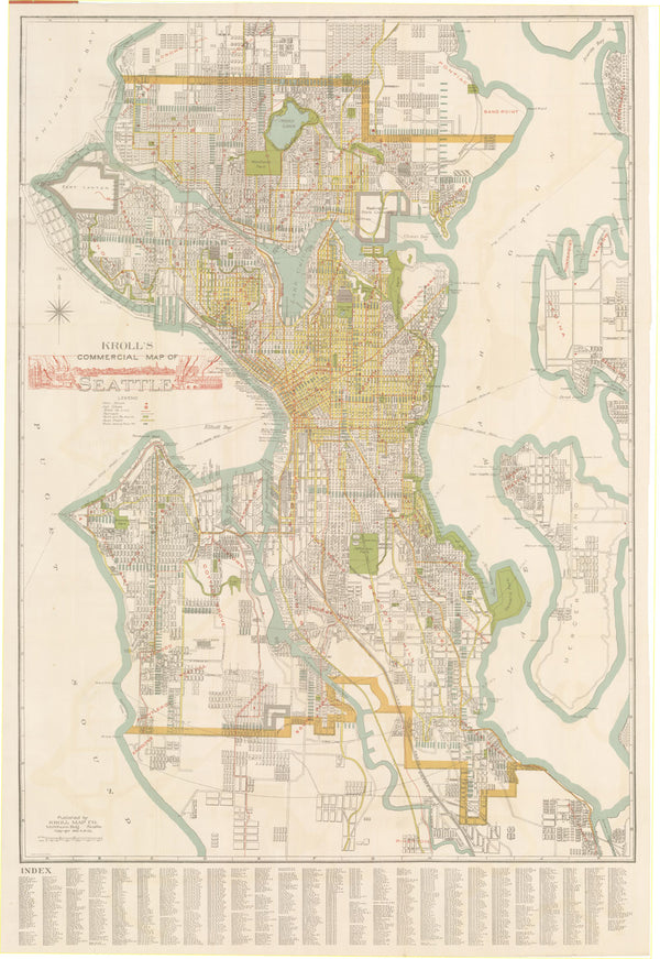 Seattle, WA circa 1920 Antique Map Reproduction – Metsker Maps
