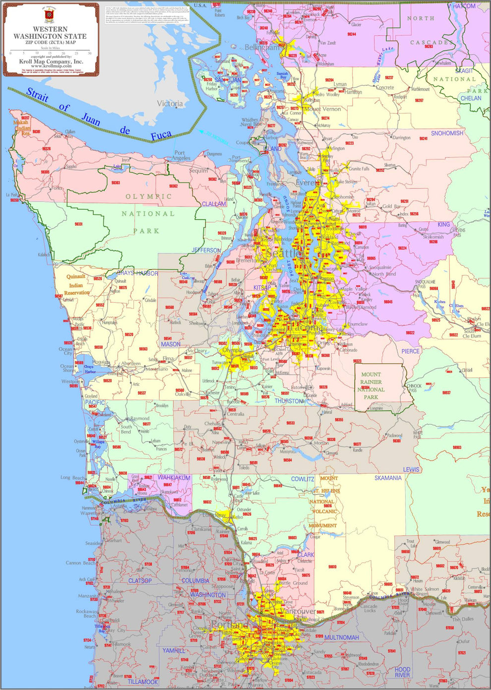 Western Washington Zip Code Map – Metsker Maps