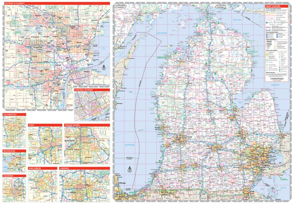 Michigan State Highway Folded Map by Rand McNally - Easy to Read ...