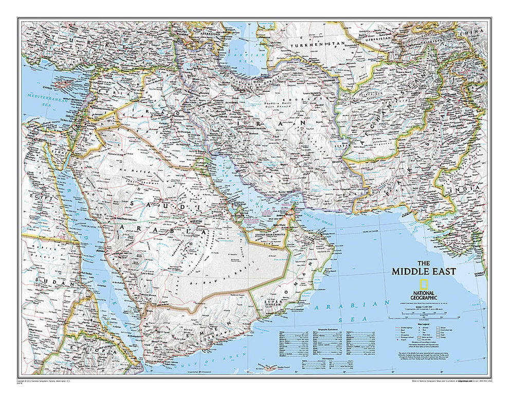 Middle East Wall Map by National Geographic – Metsker Maps