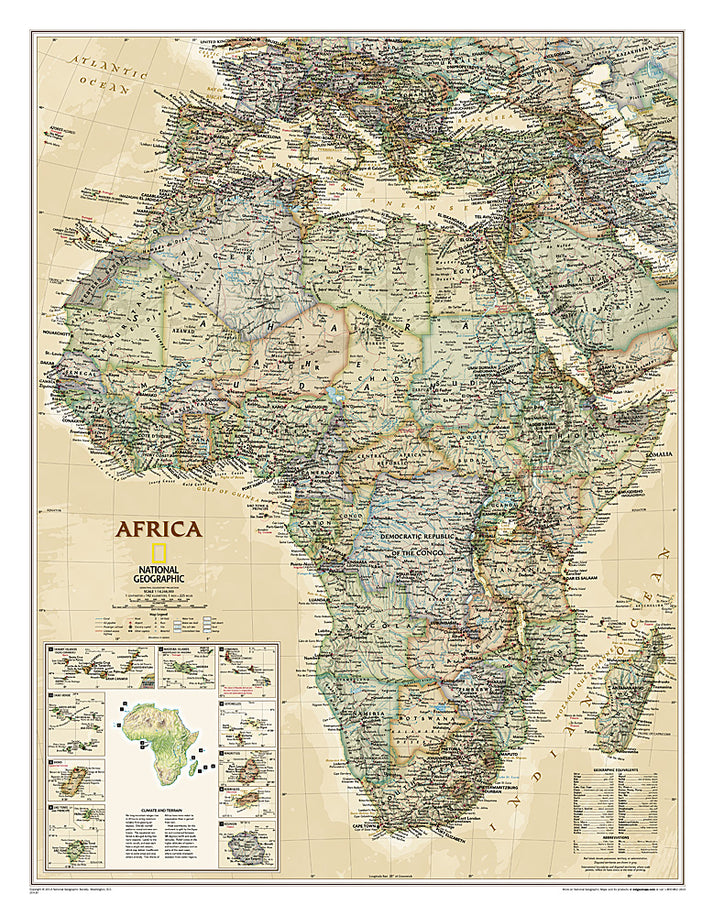 Africa Wall Map Executive Style by National Geographic – Metsker Maps