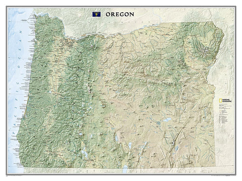 Oregon State Wall Map by National Geographic – Metsker Maps