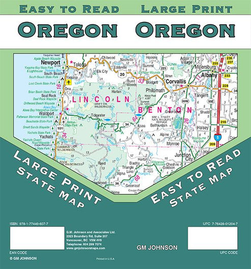 Oregon Large Print Road Map – Metsker Maps