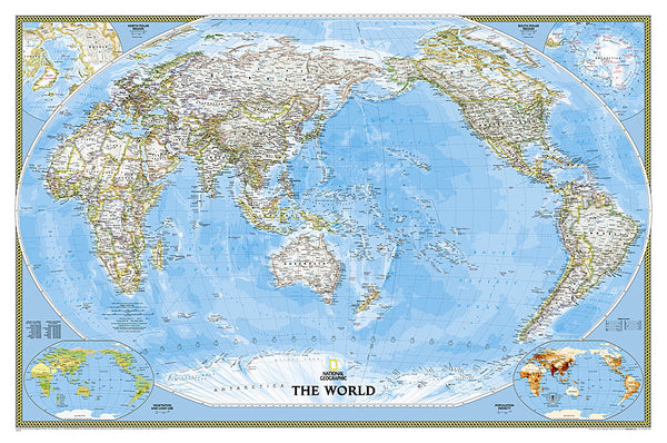 Pacific Ocean Centered World Wall Map - Classic Style by Nat Geo ...