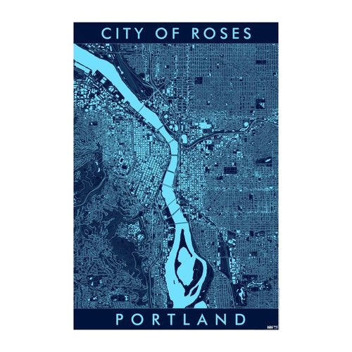 Portland Navy Monochrome Map – Metsker Maps