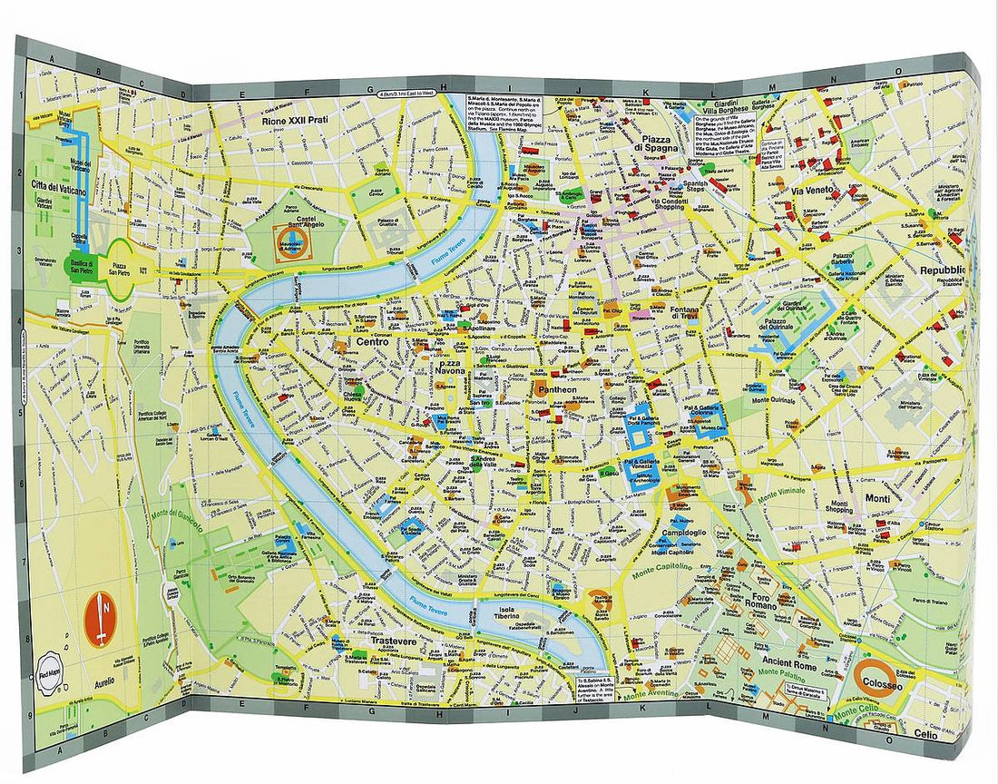 Rome City Center Street Map by Red Maps – Metsker Maps