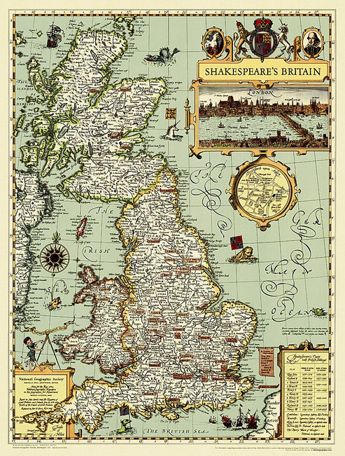 Shakespeare's Britain Wall Map by National Geographic – Metsker Maps