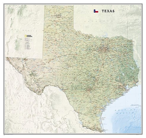 Texas State Wall Map by National Geographic – Metsker Maps