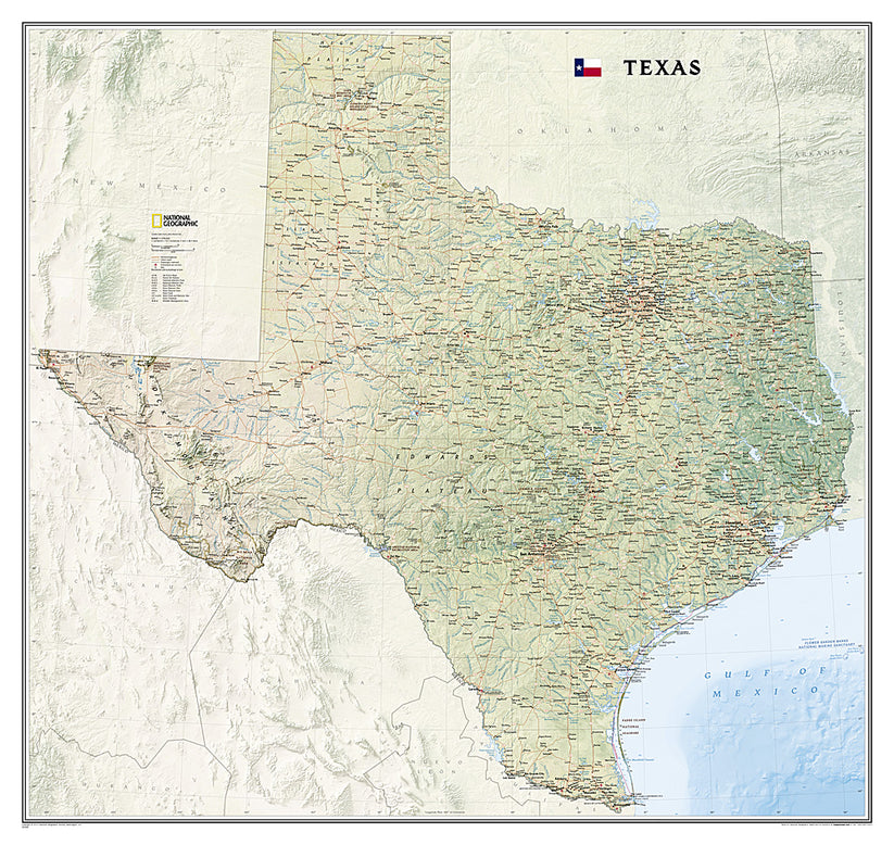 Texas State Wall Map by National Geographic – Metsker Maps