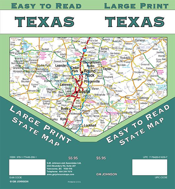 Texas Large Print Road Map – Metsker Maps