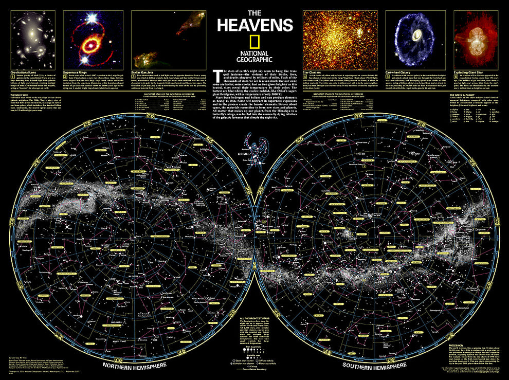Heavens, The Star Chart Wall Map by National Geographic – Metsker Maps
