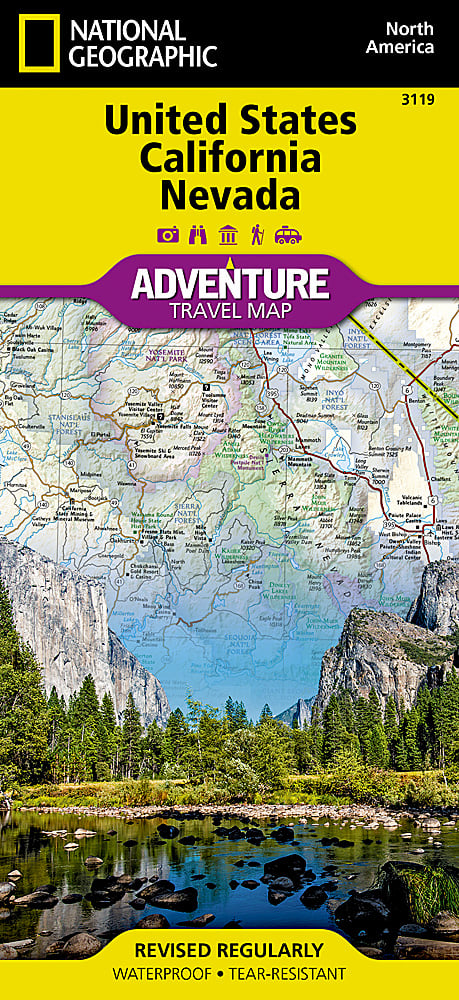 U.S. California & Nevada Adventure Travel Map by National Geographic ...