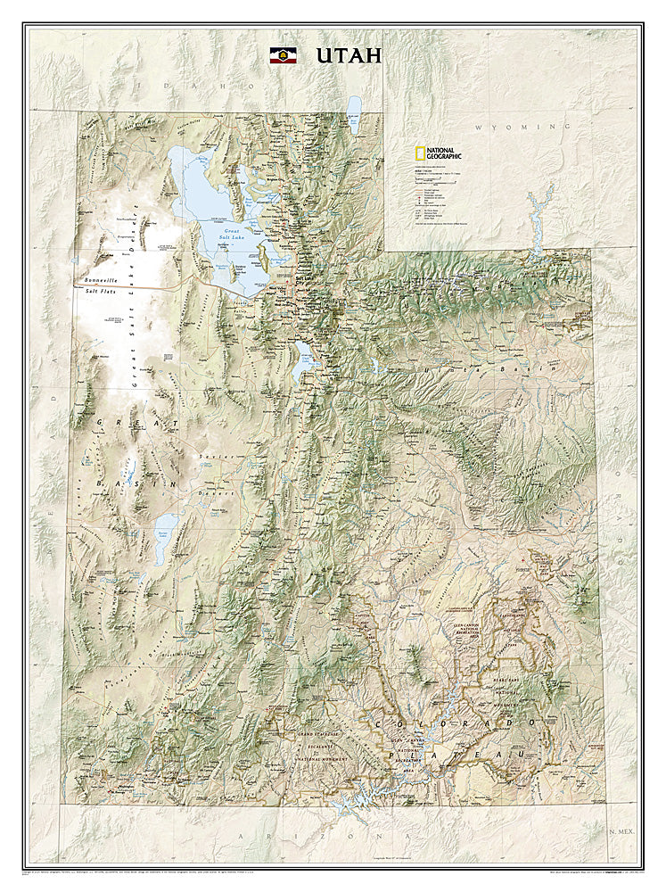 Utah State Wall Map by National Geographic – Metsker Maps