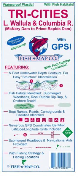 Tri Cities, Lake Wallula Fishing Map – Metsker Maps