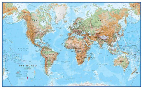 Physical World Map by Maps International – Metsker Maps